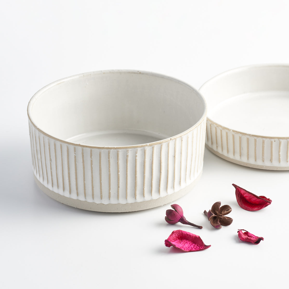 White Ceramic Dog Water Bowl - Stoneware | Animals in Charge